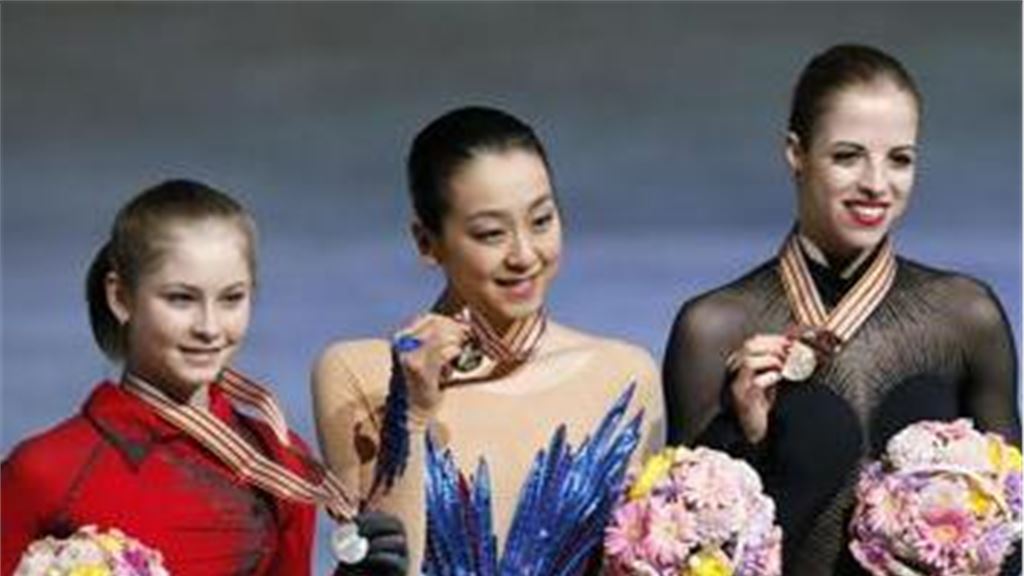 Three beautiful female athletes on the podium at the World ...